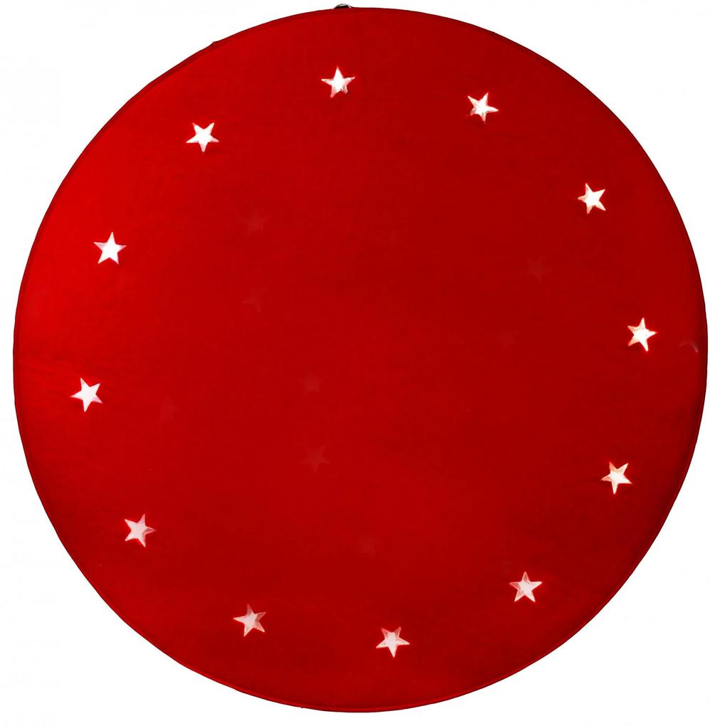 STAR TRADING Svítící koberec pod stromeček Stars Red, červená barva, textil