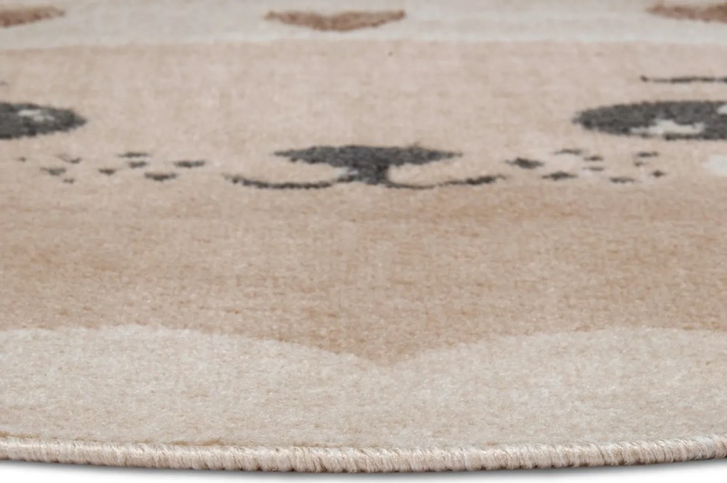 Dětský koberec Adventures 105963 Cream Beige kruh