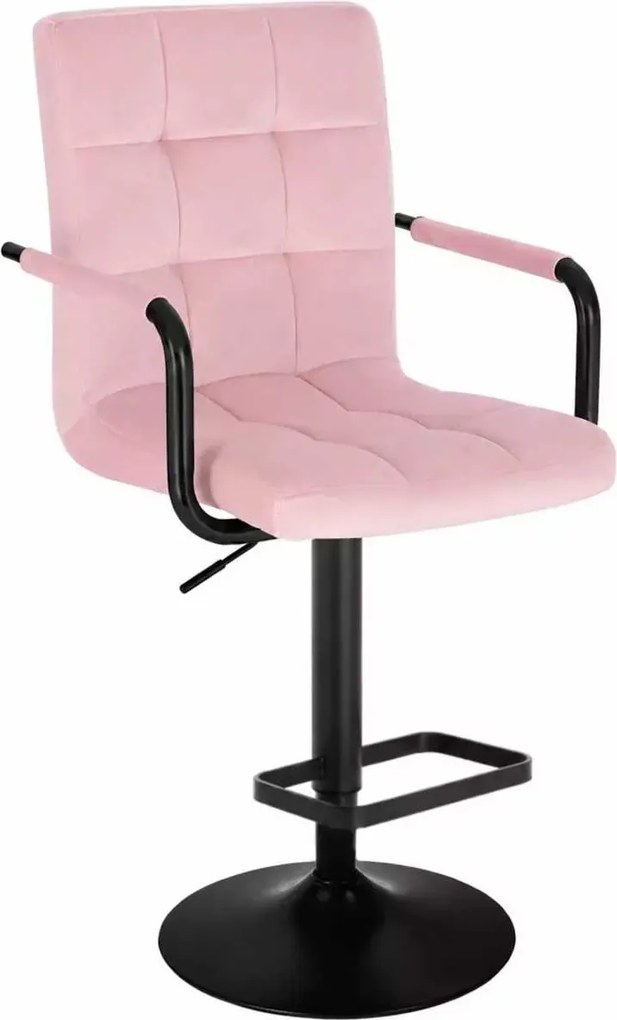 LuxuryForm DESIGN Barová židle VERONA BLACK VELUR na černé kulaté podstavě - růžová