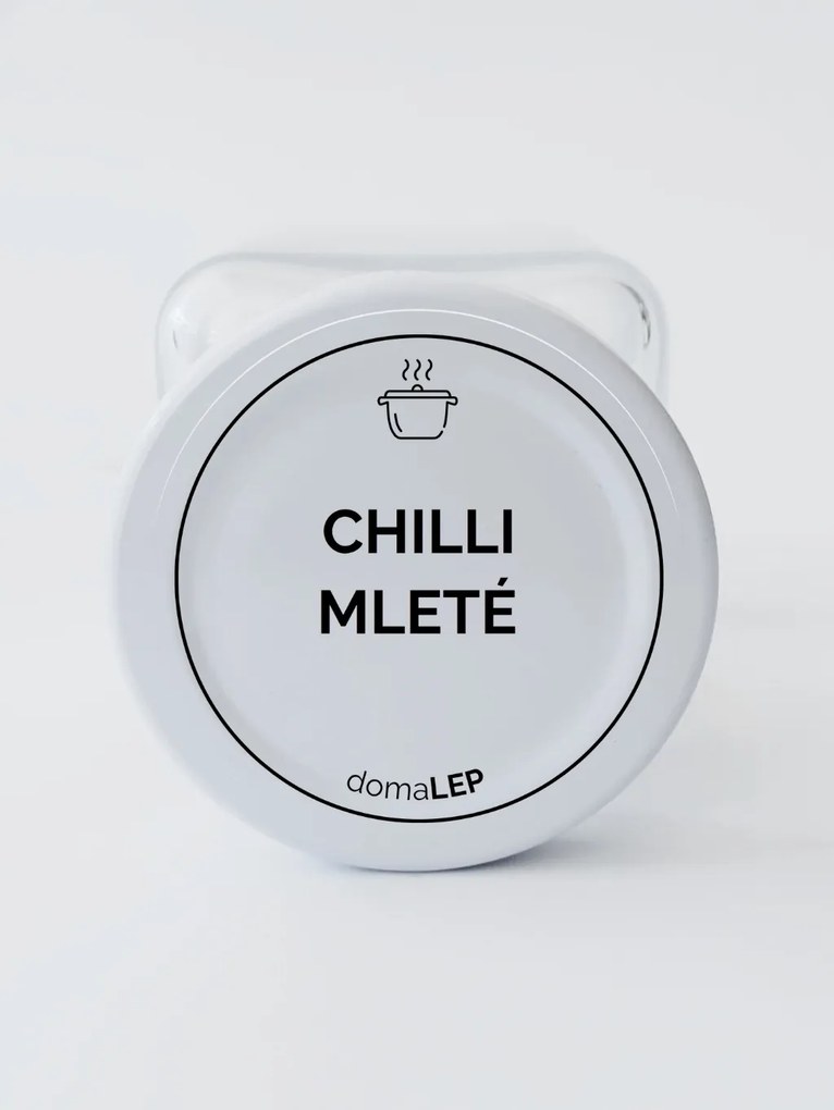 Samolepka na kořenky CHILLI MLETÉ průhledná 5 cm tučné písmo