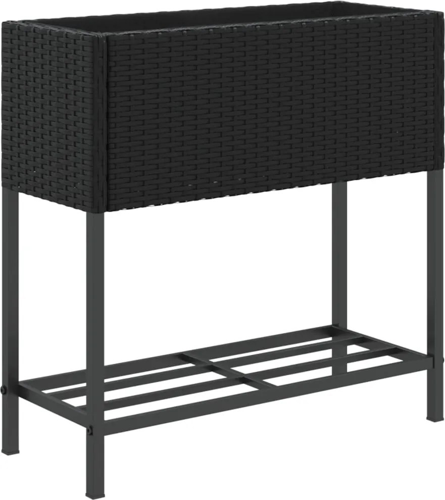 Zahradní truhlíky s policí 2 ks černé 70 x 28 x 70 cm 3210510