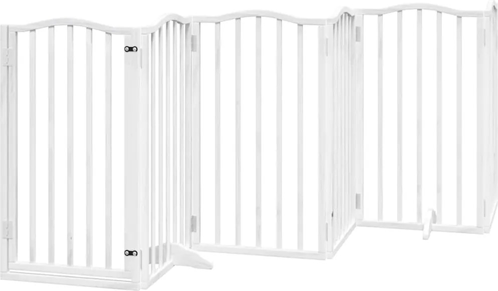 Zábrana pro psy s dvířky skládací 15 panelů bílá 750 cm topol 3155596