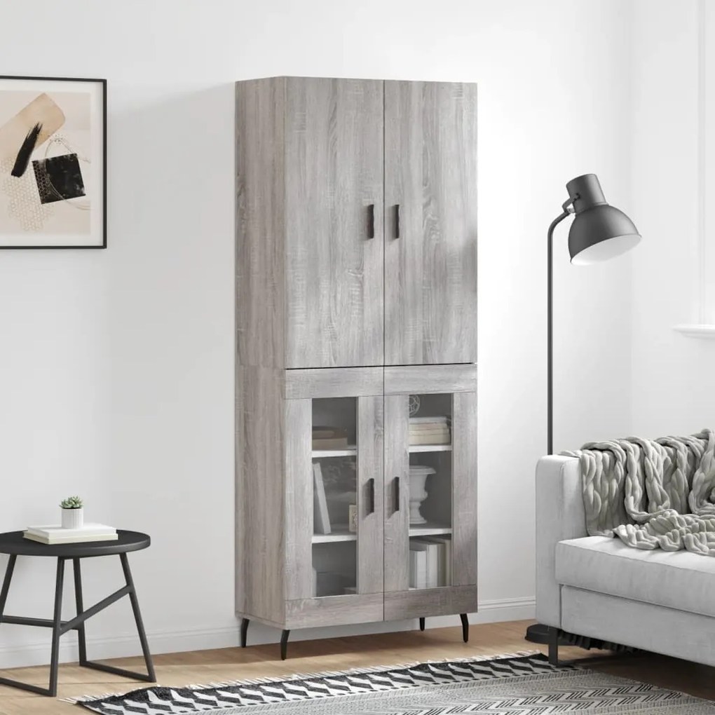 vidaXL Skříň highboard 69,5 x 34 x 180 cm kompozitní dřevo [3195749] Barva: bílá s vysokým leskem