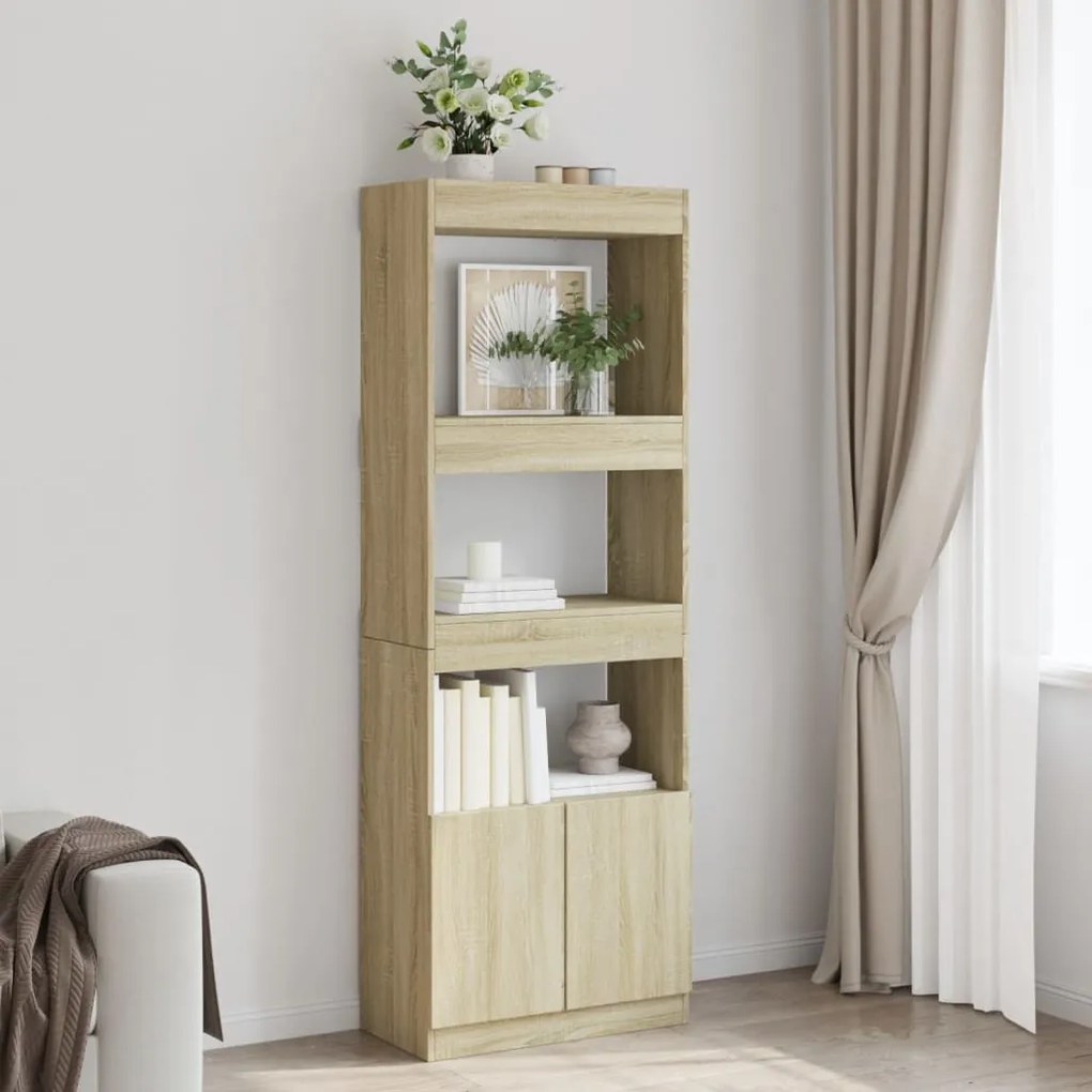 Skříň highboard dub sonoma 63 x 33 x 180 cm kompozitní dřevo 3309602