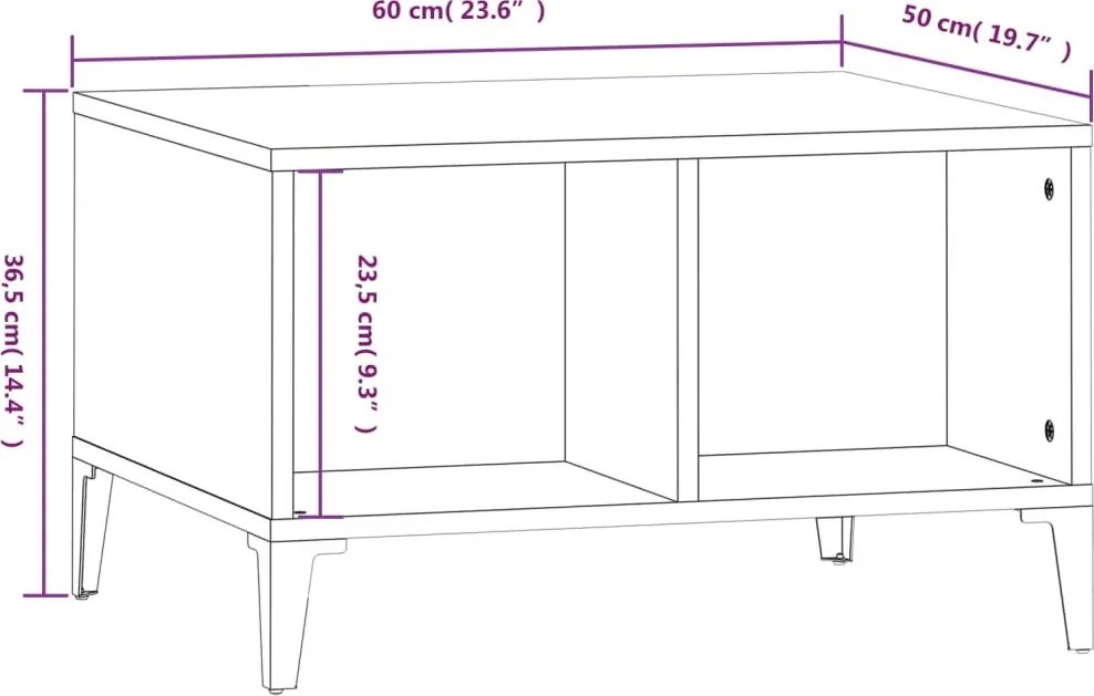 vidaXL Konferenční stolek 60x50x36,5 cm kompozitní dřevo [821038] Barva: hnědý dub