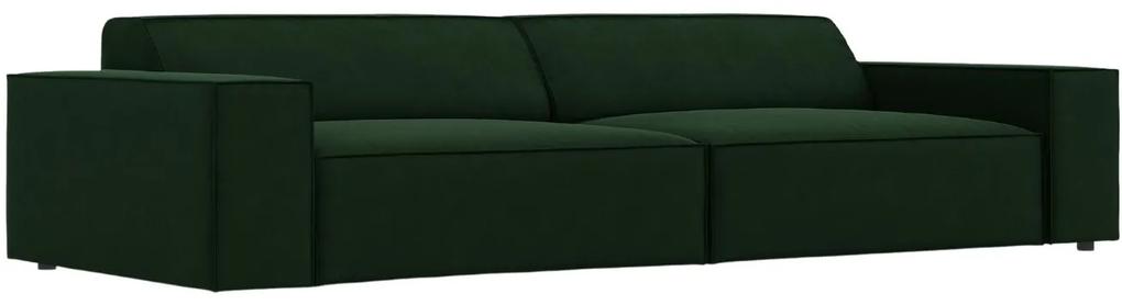 Lahvově zelená sametová čtyřmístná pohovka MICADONI Jodie 244 cm