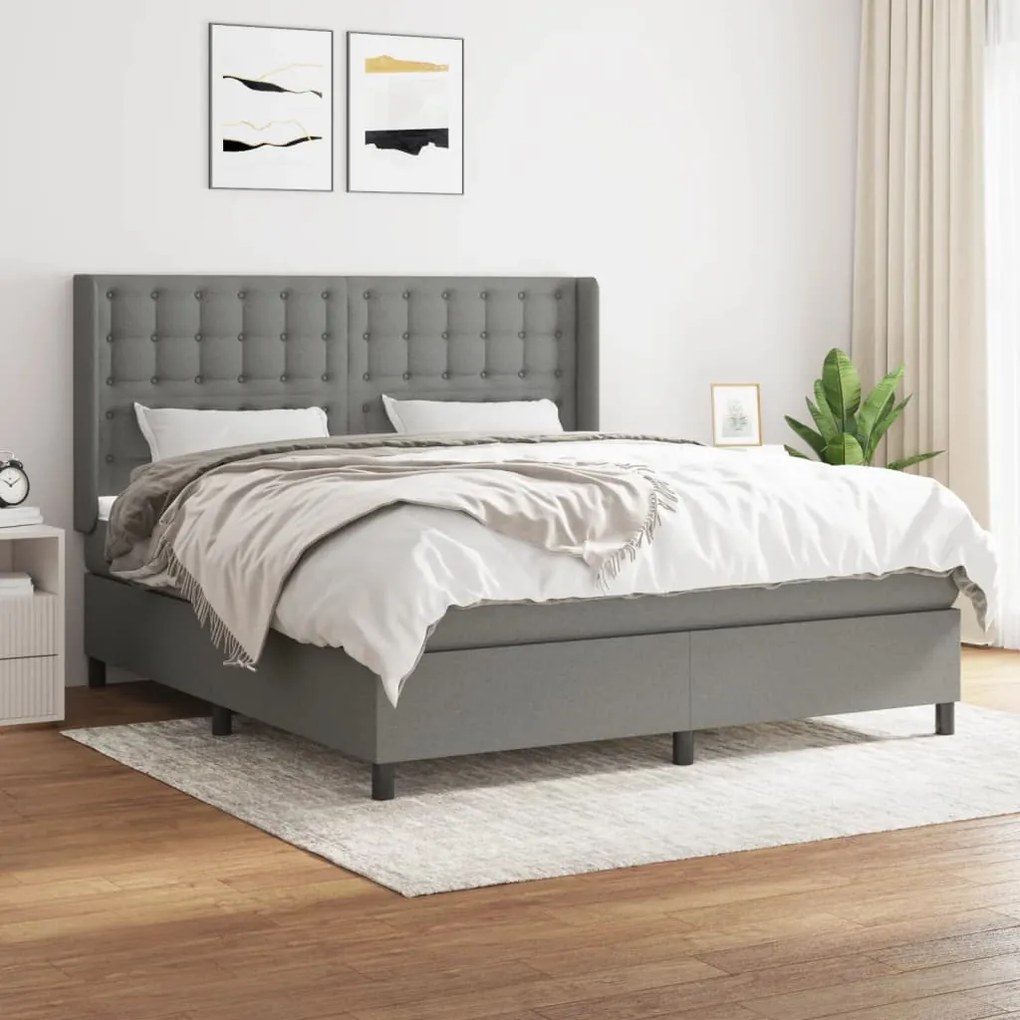 Box spring postel s matrací tmavě šedá 160x200 cm textil 3131762
