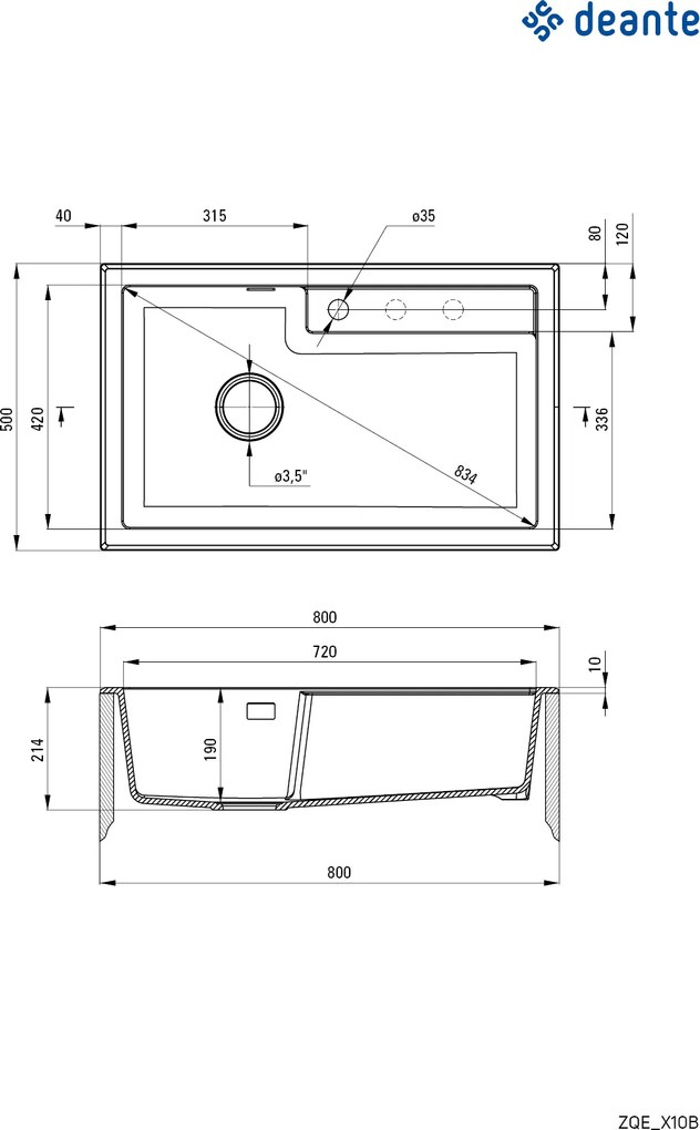 Deante Dřez Eridan granit - ZQE S10B šedý metalic