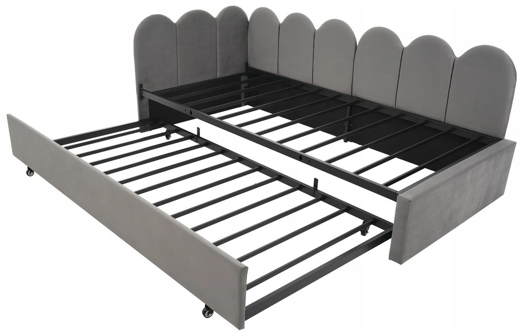 Arhatreya Čalouněná postel Sofa dětským lůžkem 90x200 cm s výsuvným lůžkem šedá