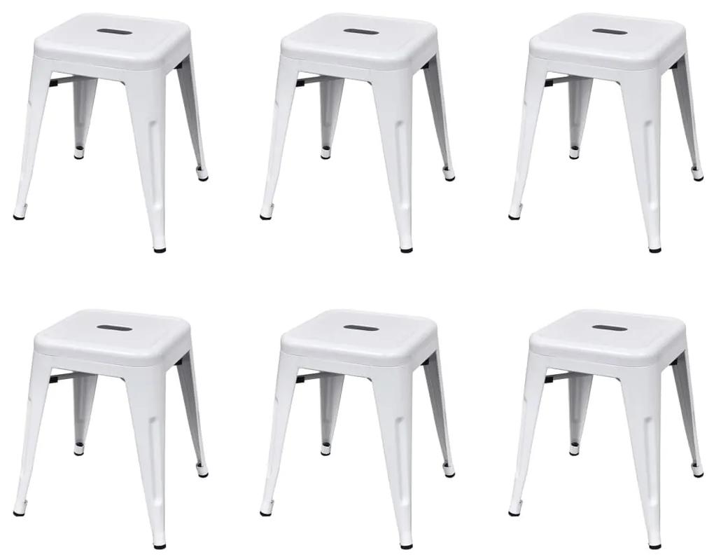3052645 vidaXL Stohovatelné stoličky 6 ks bílé ocel