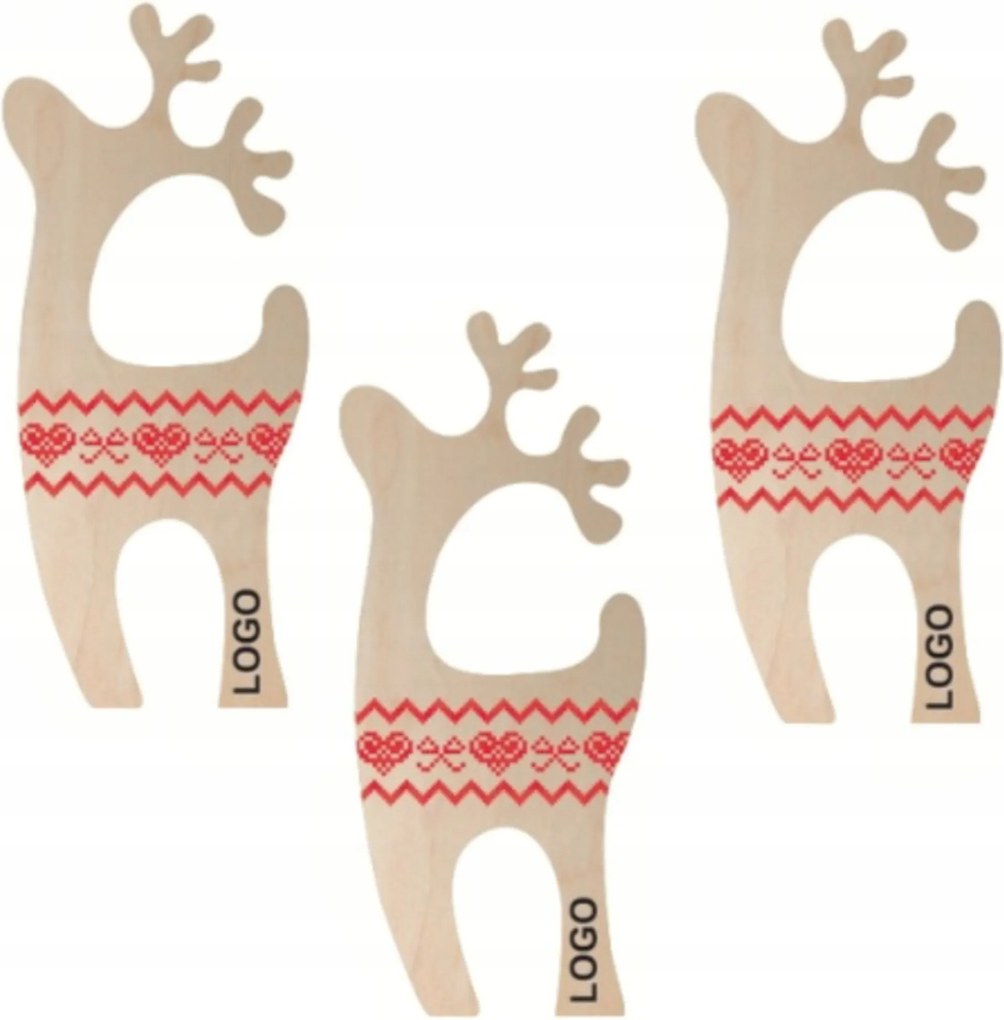Sada 3 ks Sobí Vánoční dřevěné S Logem Firmy Scandi jelínek Z69