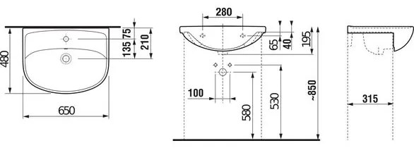 Jika Lyra Plus umyvadlo nábytkové 650 mm H8133840001041