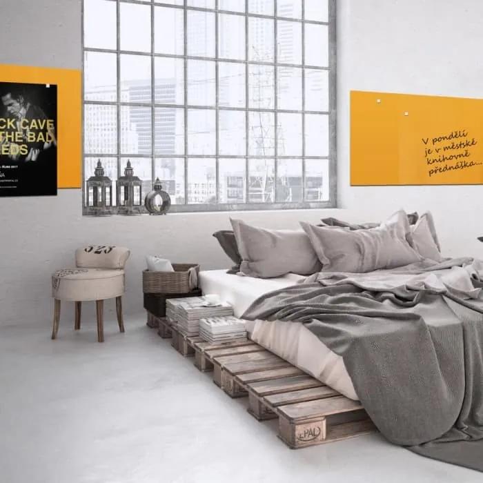 Žlutá neapolská skleněná pracovní a kancelářská tabule Smatab® - 80 × 120 cm