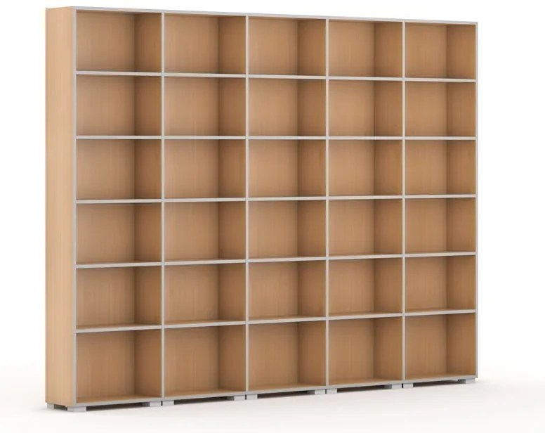 Knihovna SILVER LINE, 5 sloupců, 2230 x 3000 x 400 mm, buk