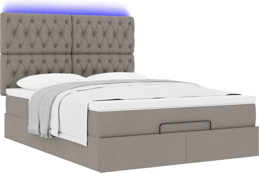 Osmanský rám postele s matrací taupe 140x200cm textil 3314097