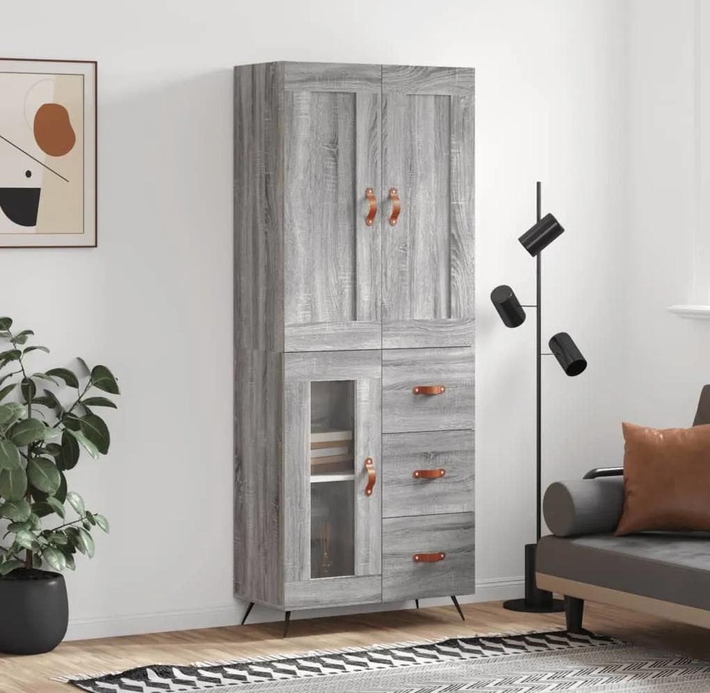 vidaXL Skříň highboard 69,5 x 34 x 180 cm kompozitní dřevo [3199915] Barva: bílá s vysokým leskem