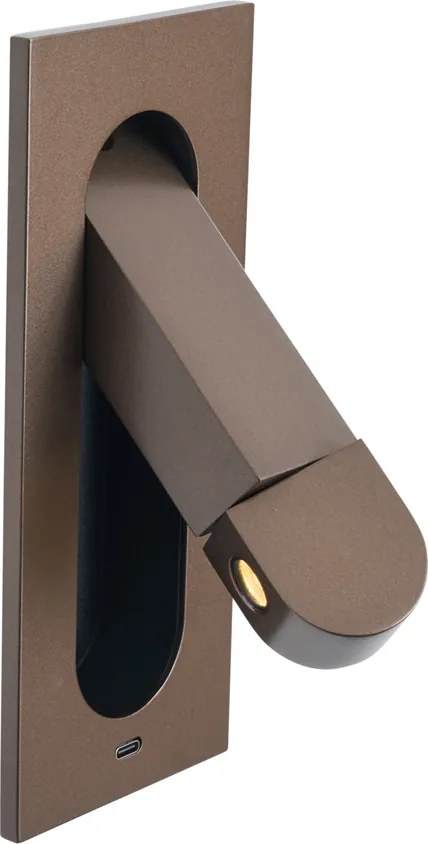 Sada 2 moderních nástěnných svítidel tmavě bronzová vč. LED a portu USB-C - Hilton