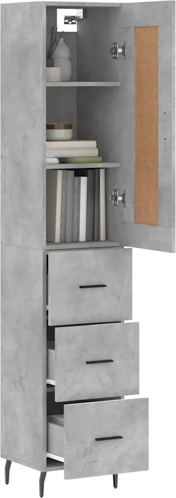 Skříň highboard betonově šedá 34,5x34x180 cm kompozitní dřevo 3200213
