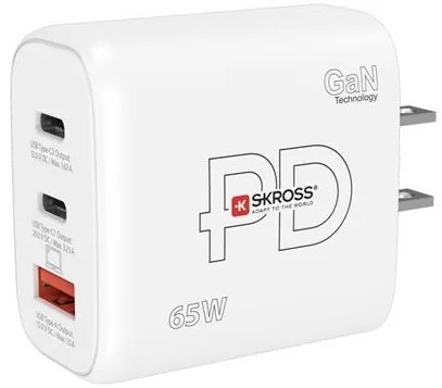 SKROSS USB A+C nabíjecí adaptér Power charger 65W GaN US, Power Delivery, typ A