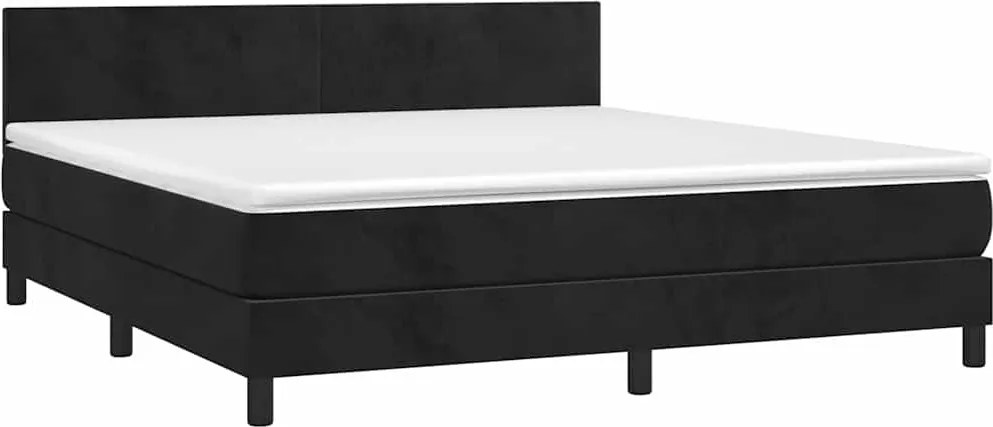 Box spring postel s matrací a LED černá 180x200 cm samet 3134299