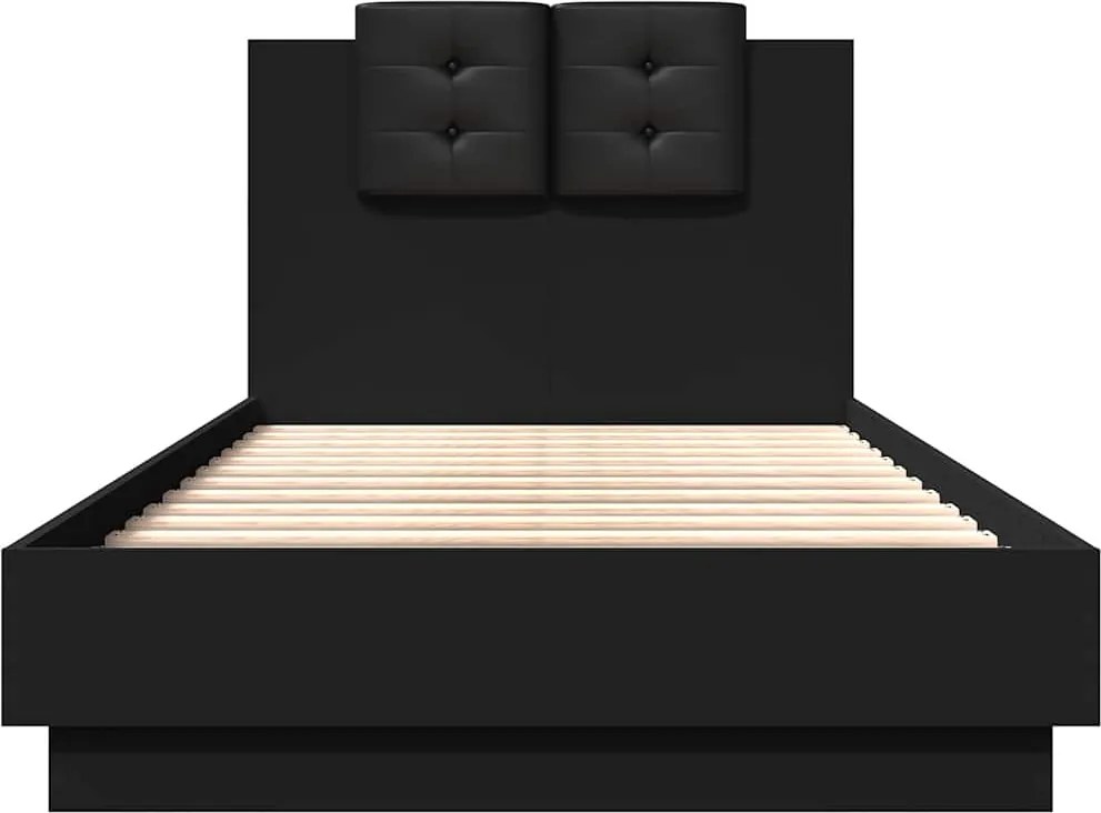 Rám postele s čelem a LED osvětlením černý 75 x 190 cm 3210067