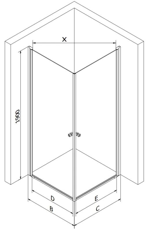 Mexen Pretoria Duo sprchový kout s otočnými dveřmi 80 x 70 cm, Průhledné, Chromovaná - 852-080-070-02-00