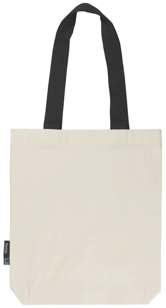 Neutral Nákupní taška s barevnými uchy z organické Fairtrade bavlny - Přírodní / černá