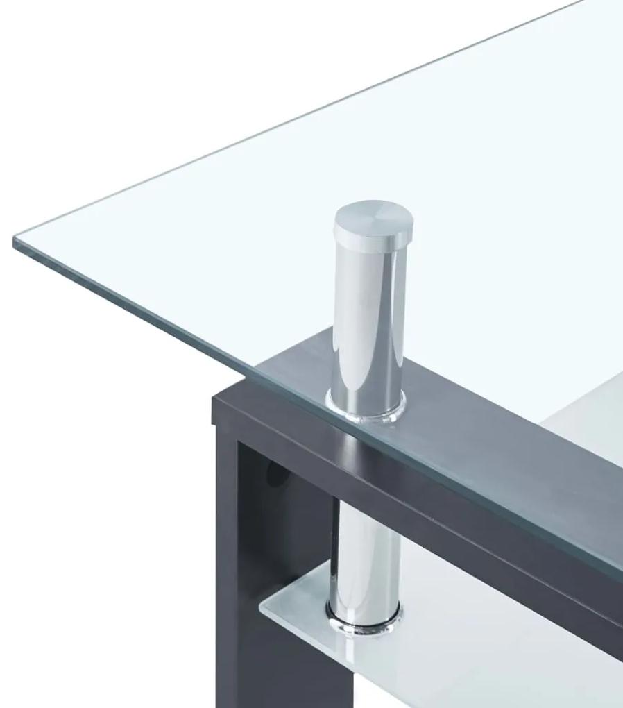vidaXL Konferenční stolek šedý a průhledný 95x55x40 cm tvrzené sklo