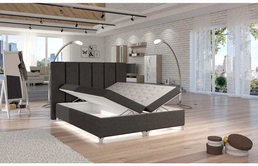 dvojlůžko boxspring BASILIO - Sawana 26 - 160x200cm - s LED