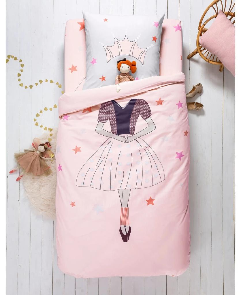 Blancheporte Dětské povlečení Princezna, bavlna růžová pudrová napínací prostěradlo 90x190cm