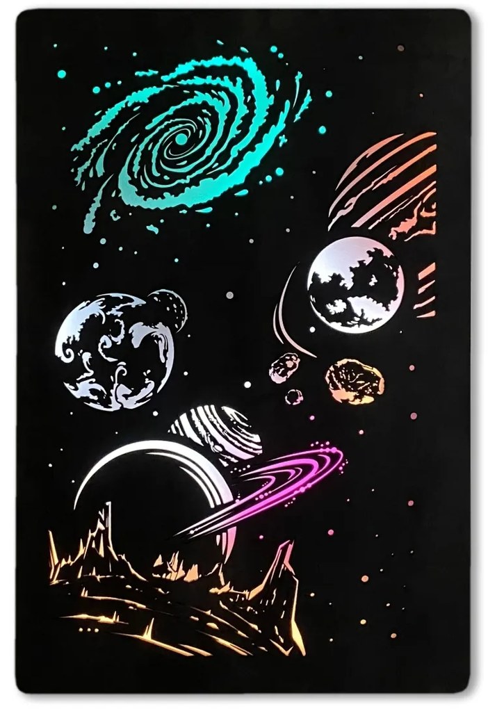 Li-Go "Vesmír" světelný obraz RGB s baterií 60x90cm provedení povrchu: jedle