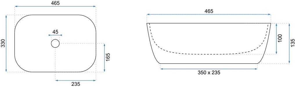 Keramické umyvadlo na desku REA MARBEL bílé/černé