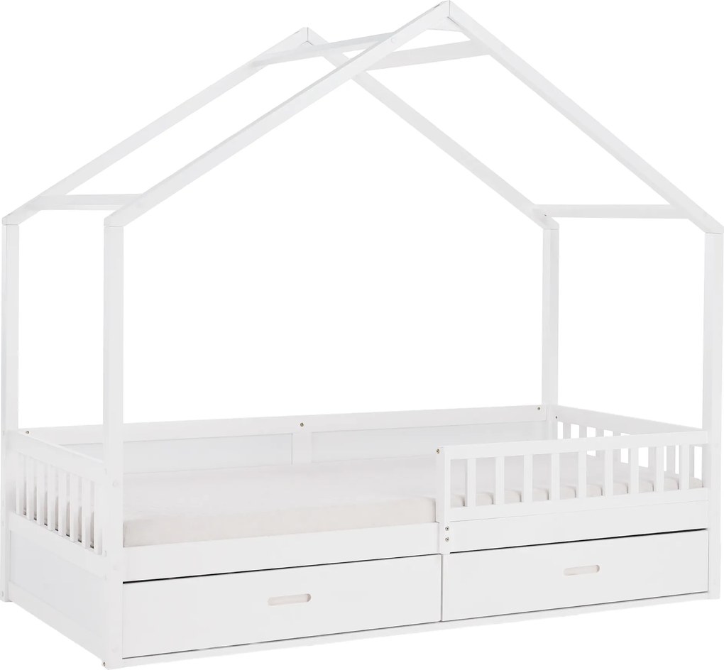 Montessori postel, 90x200, bílá, masiv, BIANKA