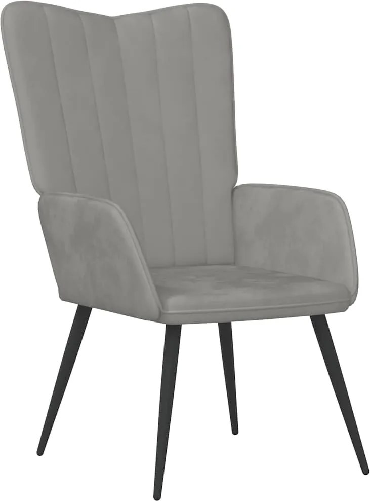 Relaxační křeslo světle šedé samet 327677