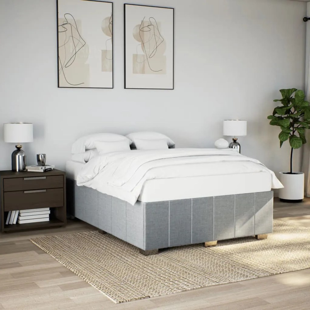 Rám postele bez matrace světle šedý 140 x 200 cm textil 3284839