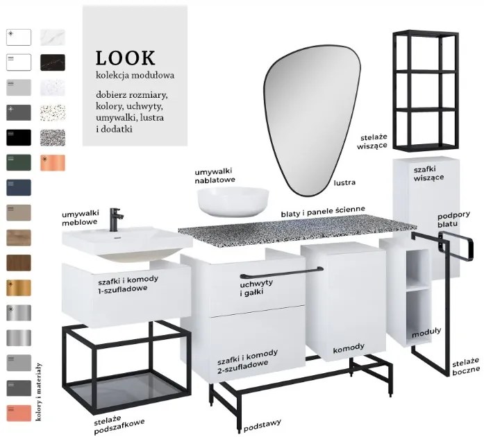 Elita Look, skříňka pro umyvadlo na pultovou desku 60x45x64 cm 2S PDW, bílá lesklá, ELT-167089