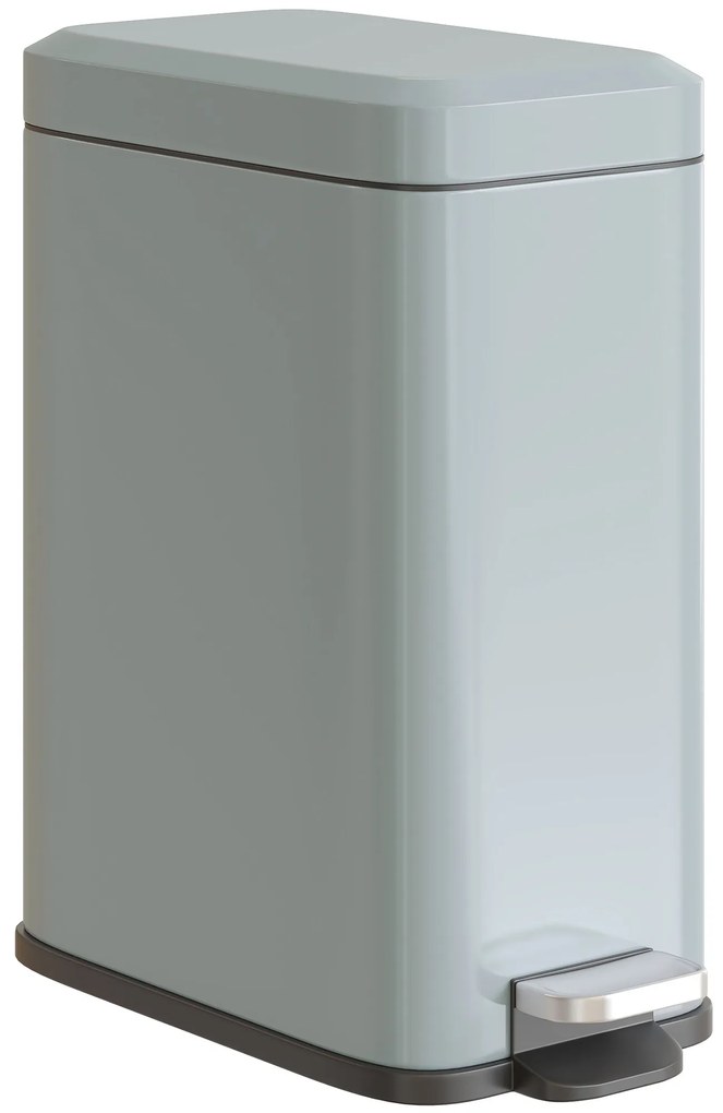 HOMCOM Pedálový odpadkový koš 5 l s víkem a nožním pedálem, kovový vnitřní koš šedý 29,2x14x32 cm do obývacího pokoje kanceláře | Aosom.de