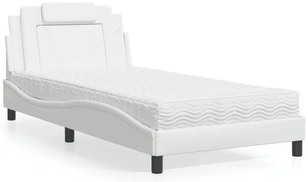 Postel Viana s matrací bílá 100 x 200 cm umělá kůže 3208776