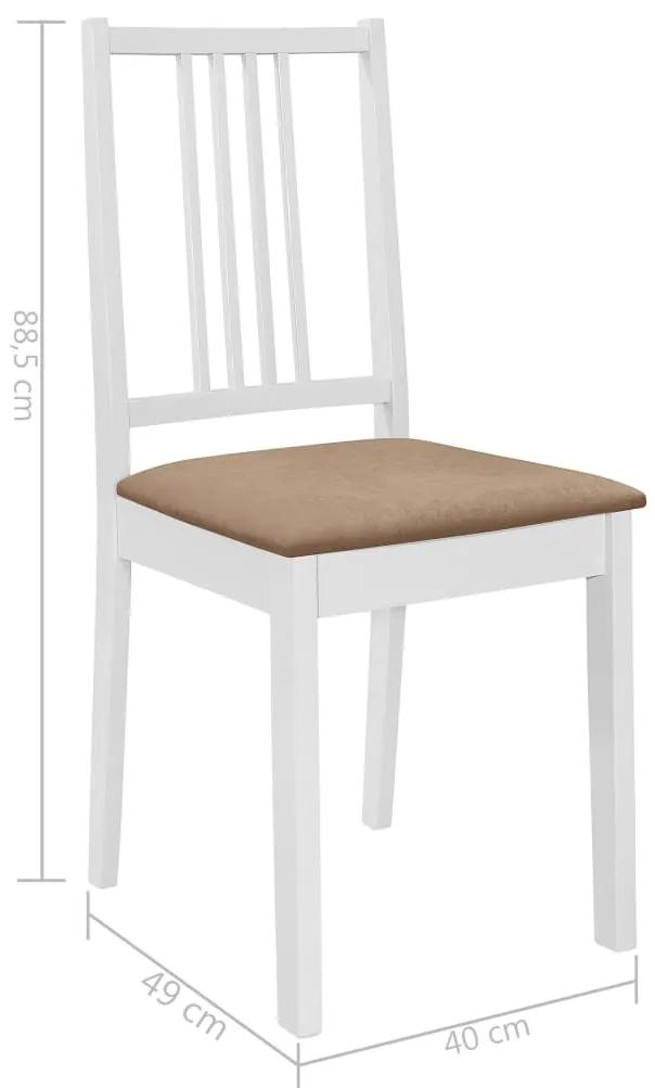 Jídelní židle s poduškami 6 ks bílé masivní dřevo - Default Title