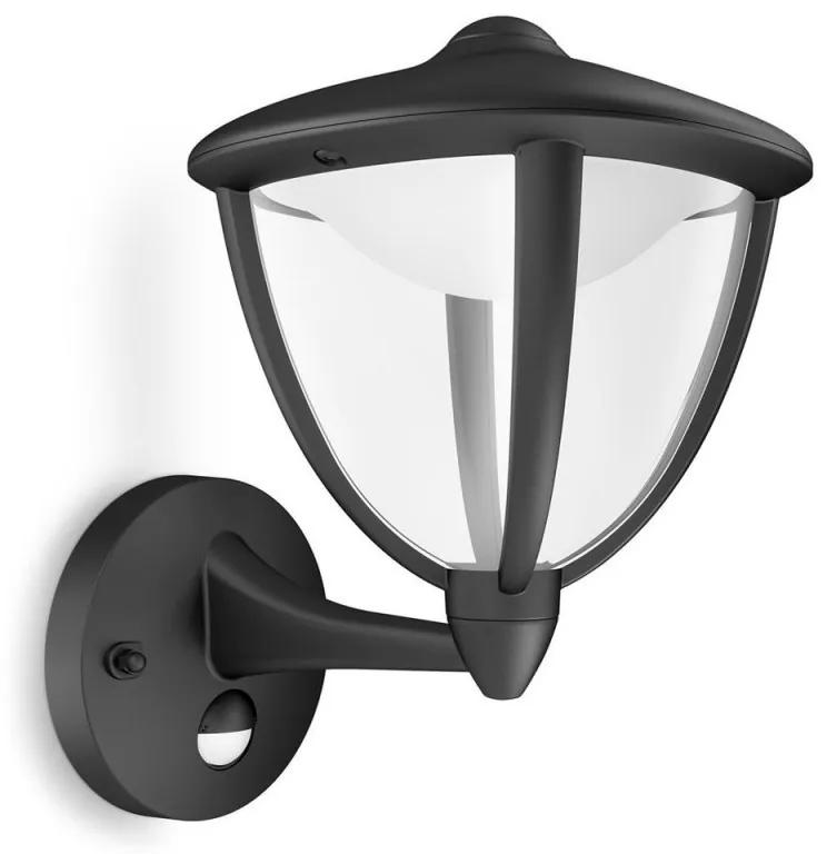 LED Venkovní nástěnné svítidlo Philips Robin s pohybovým čidlem 15479/30/16 černé