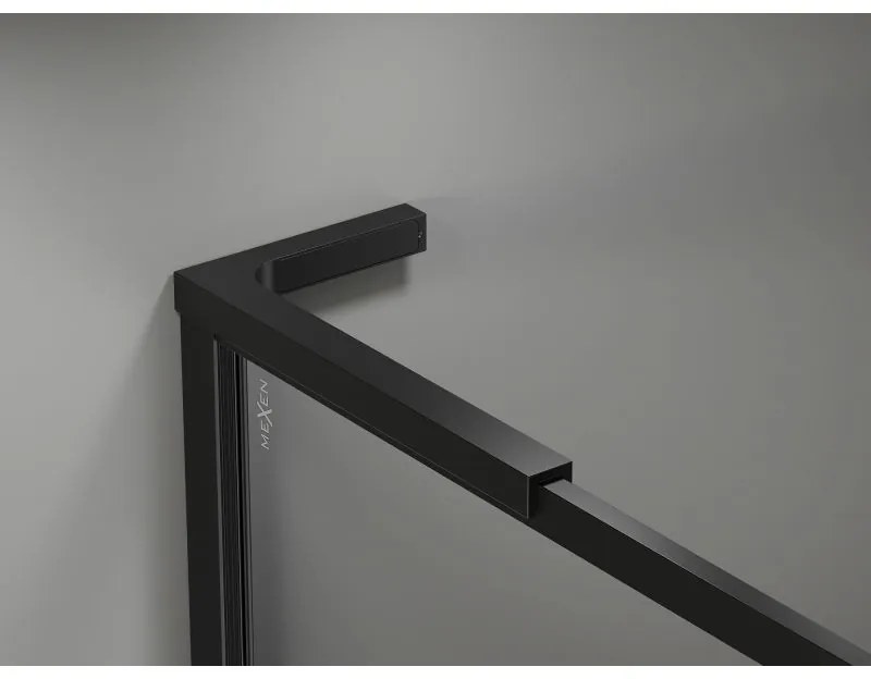 Mexen Kioto-F L, sprchová zástěna s rámem 100 x 202 cm, 8 mm čiré sklo, černý profil, 800-100-174-70-00