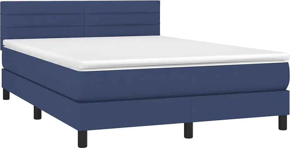 Box spring postel s matrací a LED modrá 140x190 cm textil 3133235