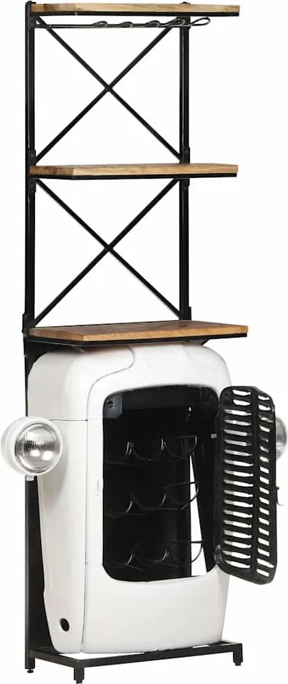 Stojan na víno traktor bílý 49x31x172cm hrubý masivní mangovník 320487