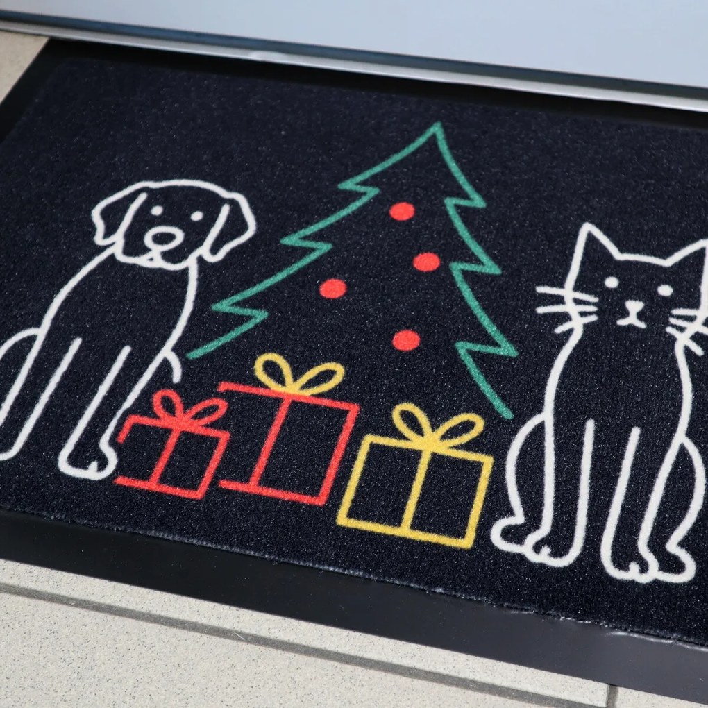 Mercury Flooring, Rohožka Vánoce u Pejska a kočičky 40x60 cm, 40x60, černá