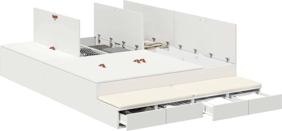 Rám postele s úložným prostorem Bílá 140 cm Kompozitní dřevo 3335693