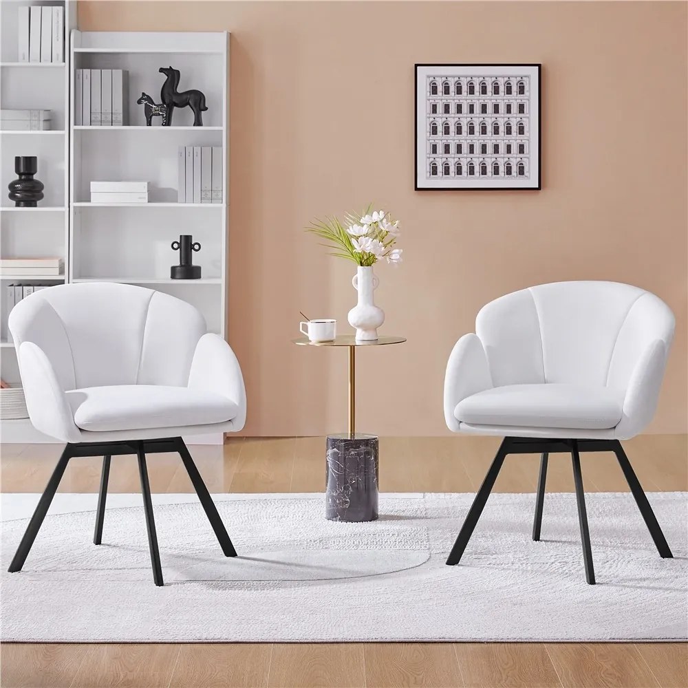 Sada 2 ks – Kancelářská židle Yaheetech – bílá, 57 cm (šířka) × 61 cm (hloubka) × 75 cm (výška) (267715339484)