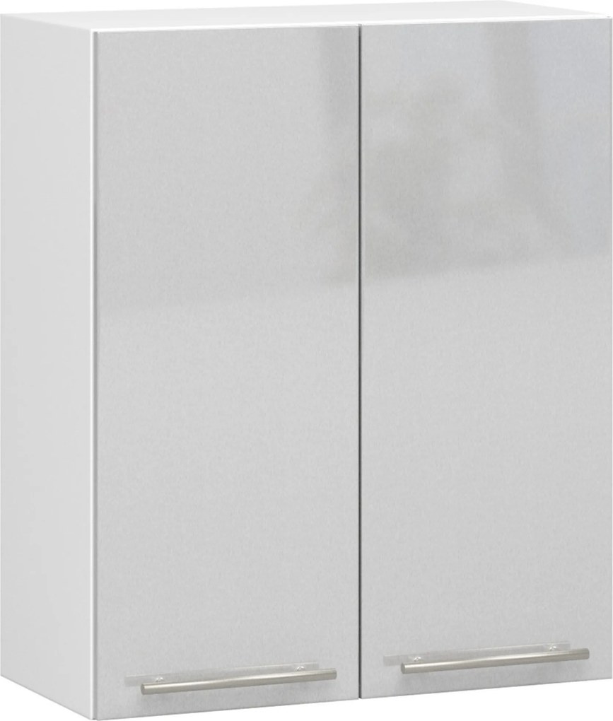 Závěsná kuchyňská skříňka Olivia W60 bílá/metalický lesk