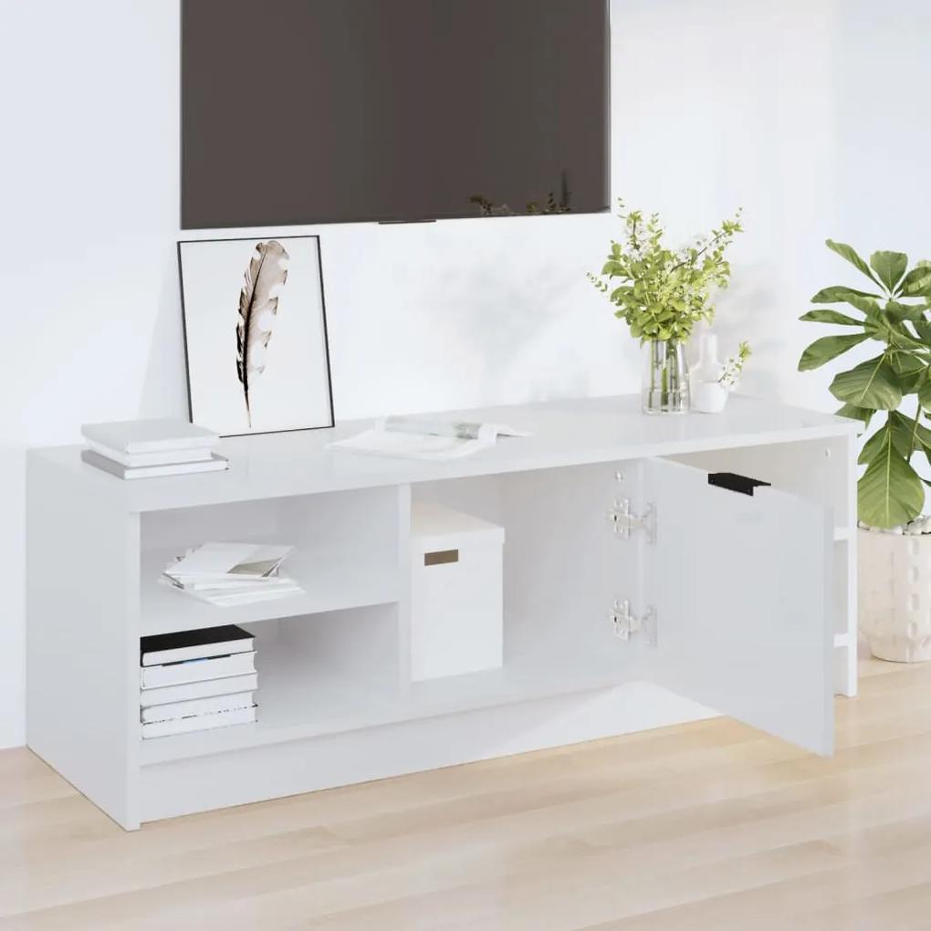 TV skříňka lesklá bílá 102 x 35,5 x 36,5 cm kompozitní dřevo - Default Title