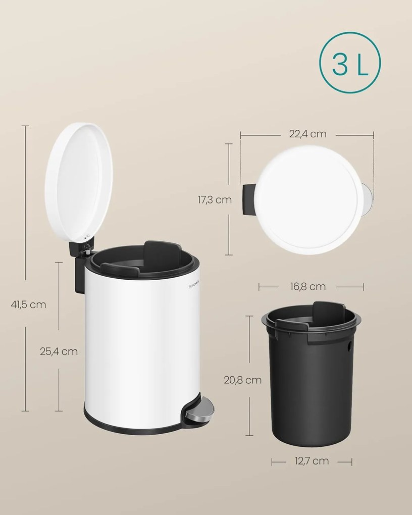 Odpadkový koš Jelis 3 L bílý