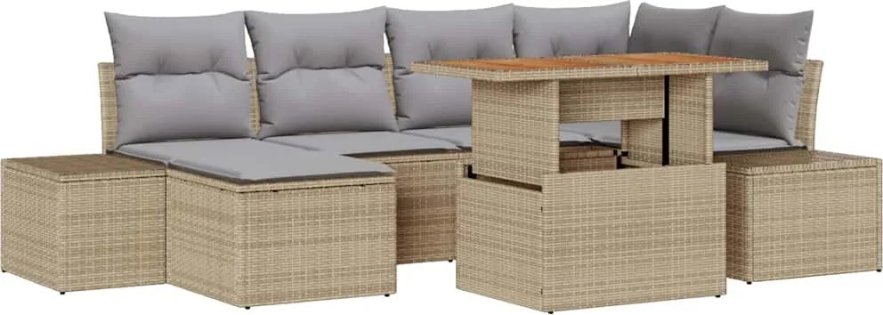 Sada zahradních pohovek 7 ks Beige a šedá 3349986